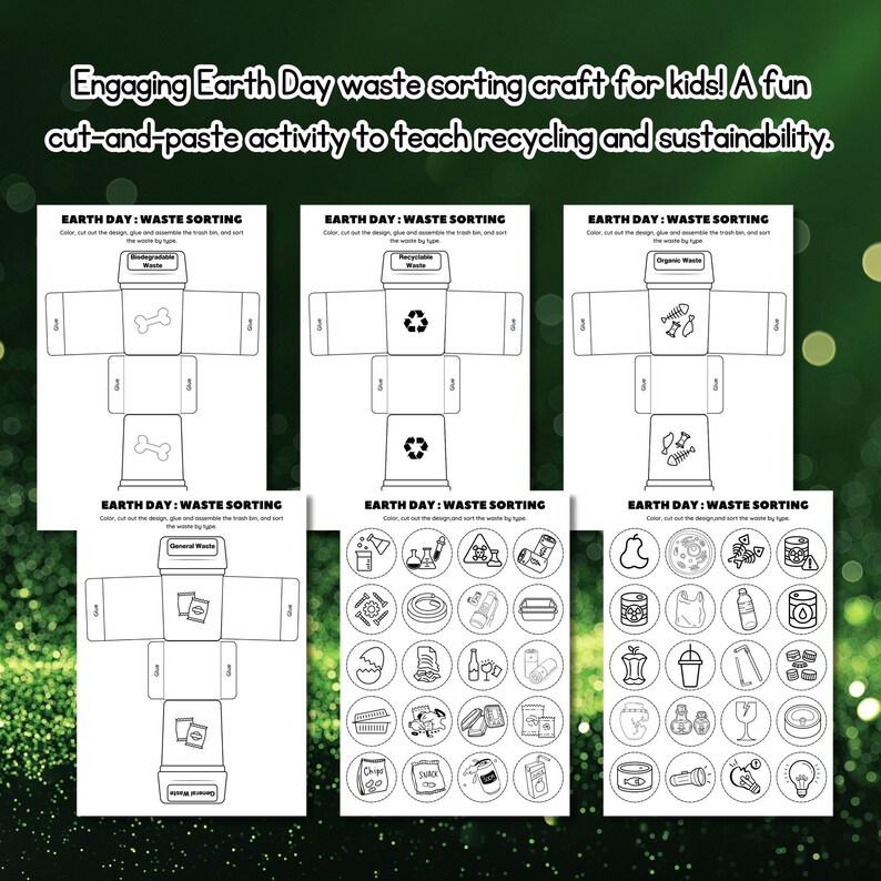 Earth Day Waste Sorting, Cut and Sort Craft for Kids, Earth Day ...