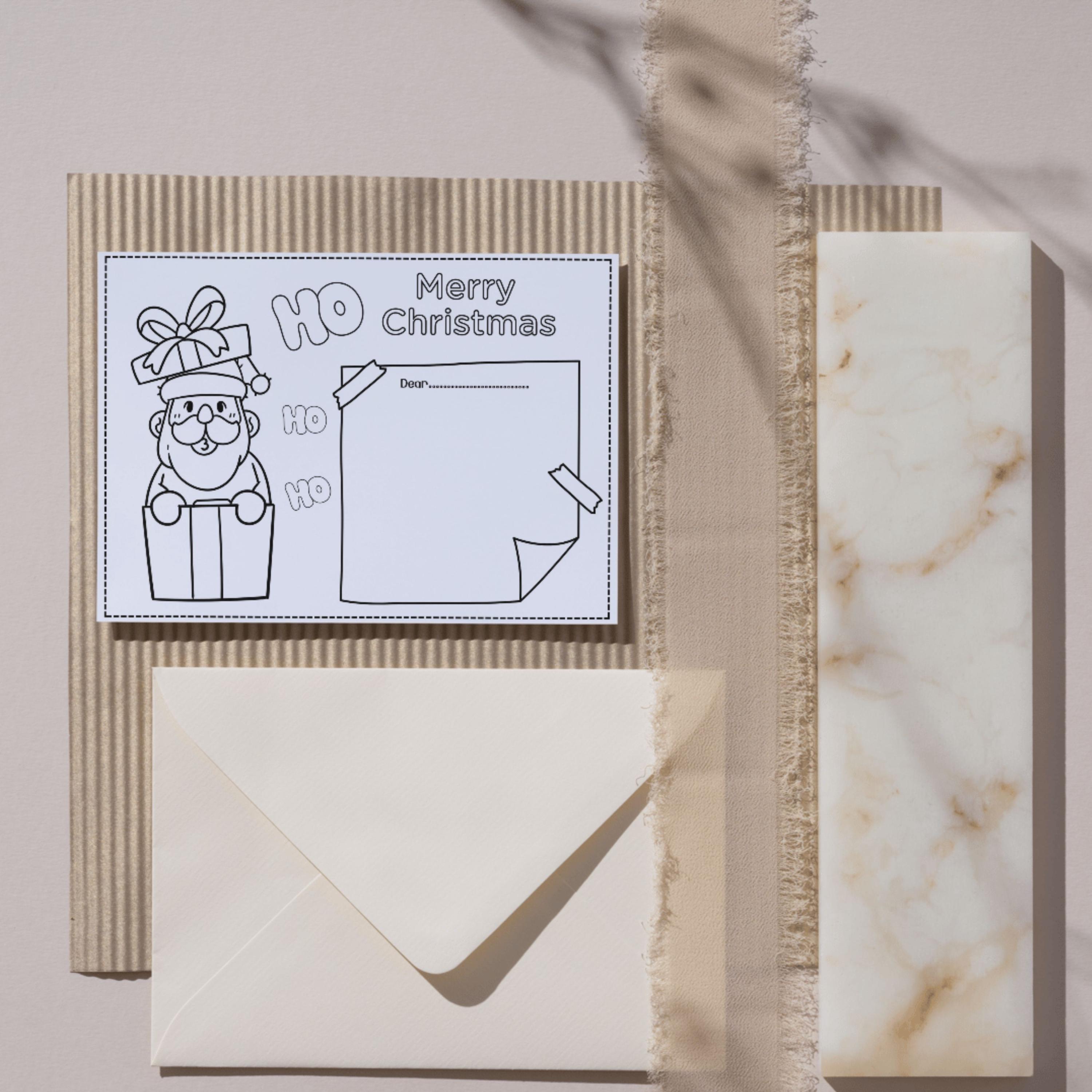 Printable Coloring Christmas Card for Kids, Coloring Page Style, Kids ...