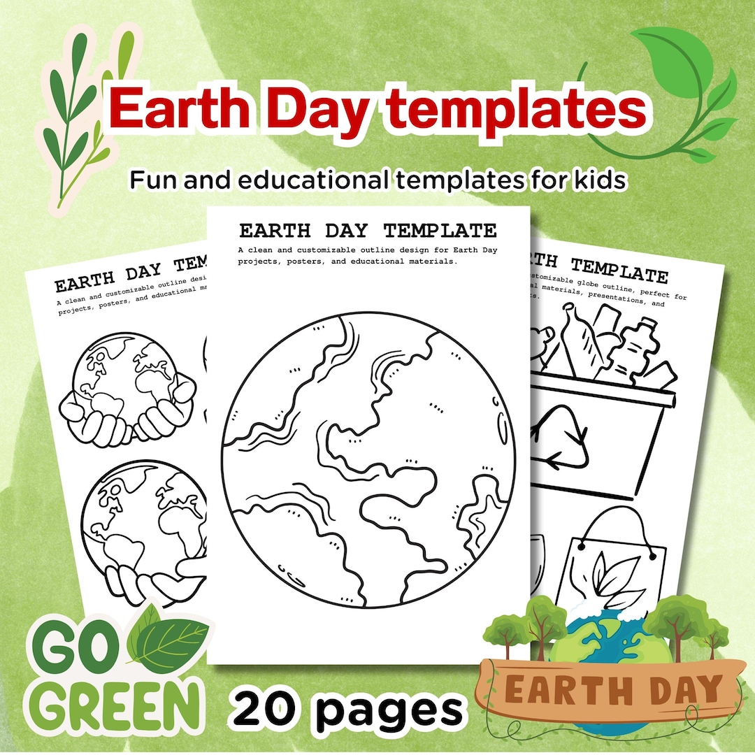 Earth Day Template for Craft, Earth Day Printable, DIY Earth Cutout ...