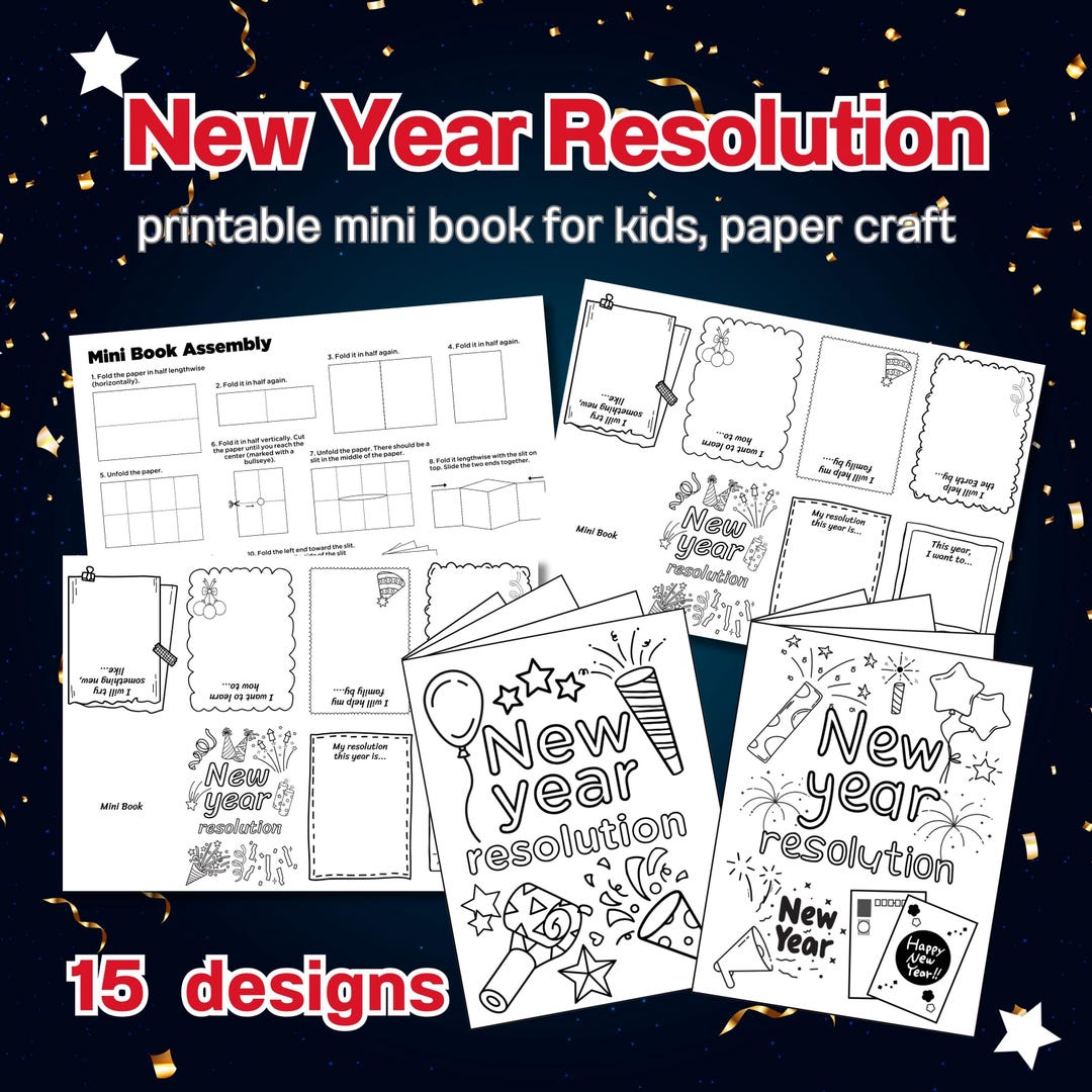 Printable New Years Resolution Mini Book for Kids, DIY Minibook, Kids ...