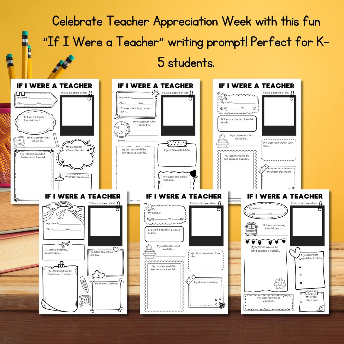 If I Were a Teacher Writing Prompt, Teacher Appreciation Week Activity ...