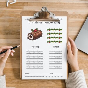 Fun Christmas Calligraphy & Tracing Worksheets for Kids, Handwriting ...