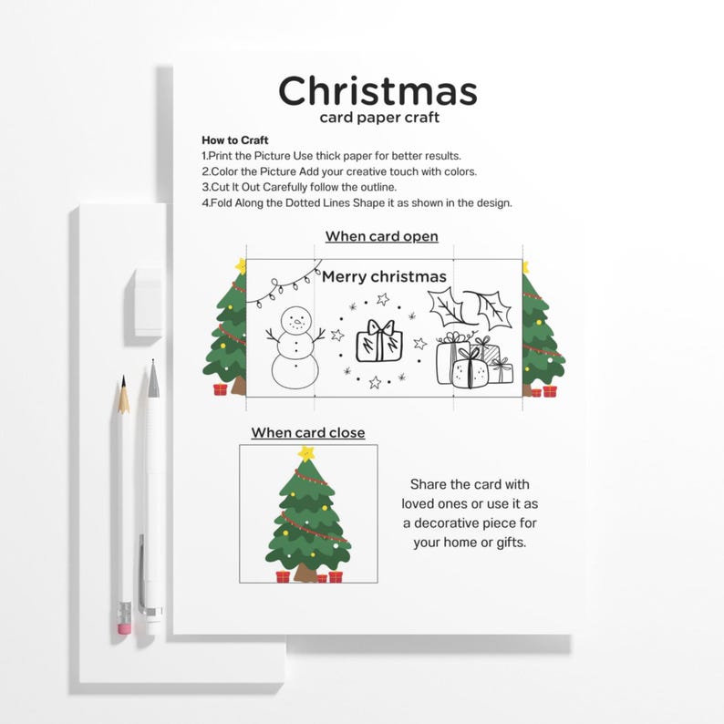 Christmas Card Paper Craft for Kids,activity for Kids,holiday Craft ...