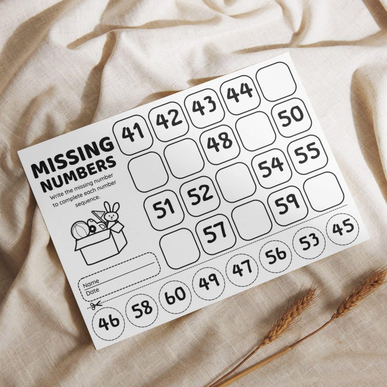 Missing Numbers 1-100 Worksheet: Kindergarten Math Activity (PDF ...