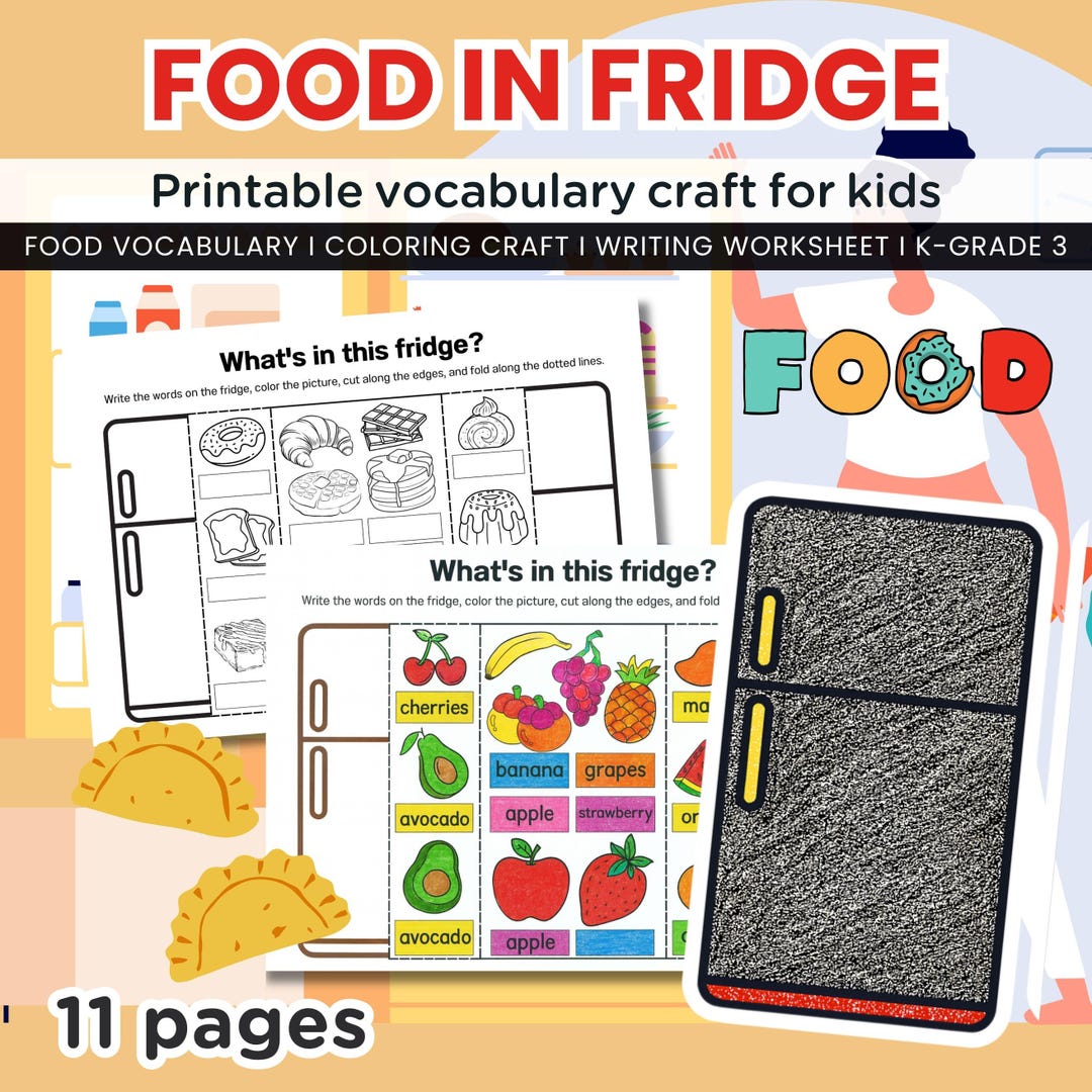 Food Vocabulary Activity: Fridge Craft & Coloring Pages (PDF Download ...
