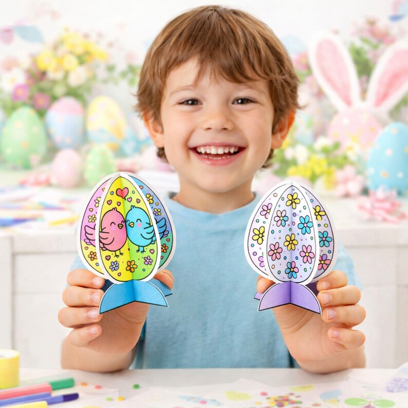 3D Easter Egg Standee Craft Template | Coloring Activity for Kids (PDF ...
