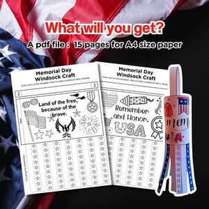 Memorial Day Windsock Craft for Kids, Coloring Craft Template ...