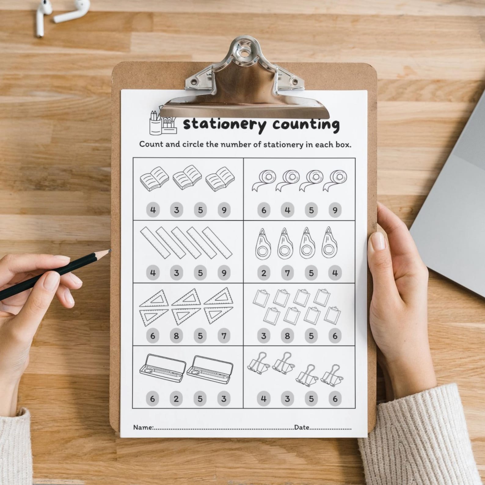 Fun Stationary Counting Worksheets for Early Education, First Learning ...