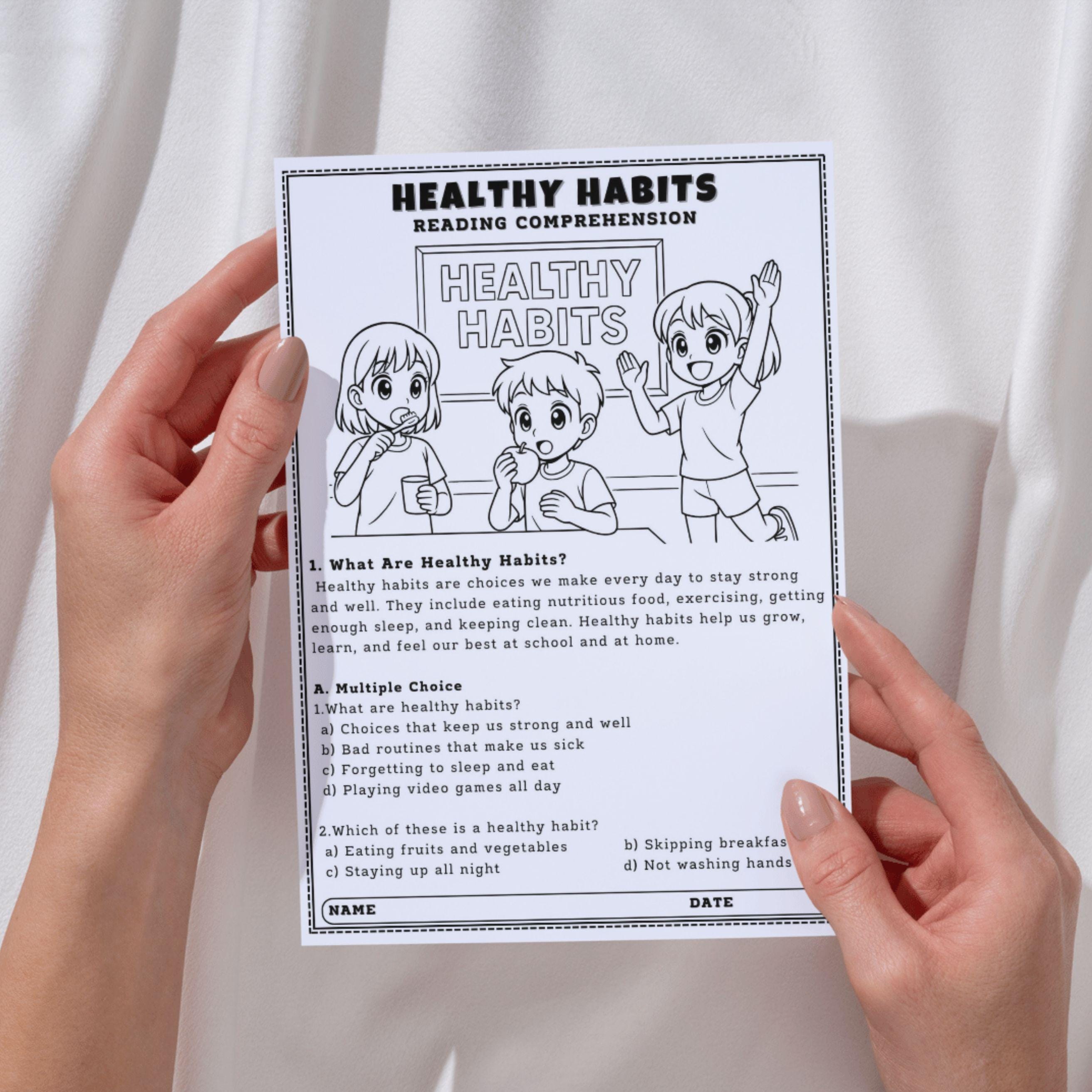 Healthy Habits Reading Comprehension Worksheets: Life Skills (PDF) - Etsy