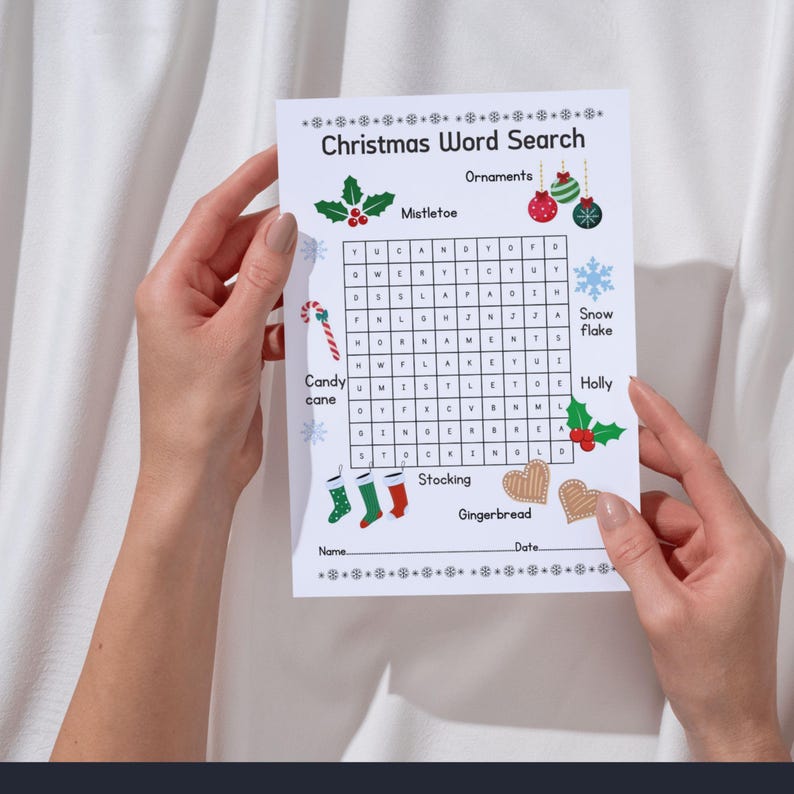 Fun Christmas Word Search Worksheets for Kids, Christmas Worksheet ...