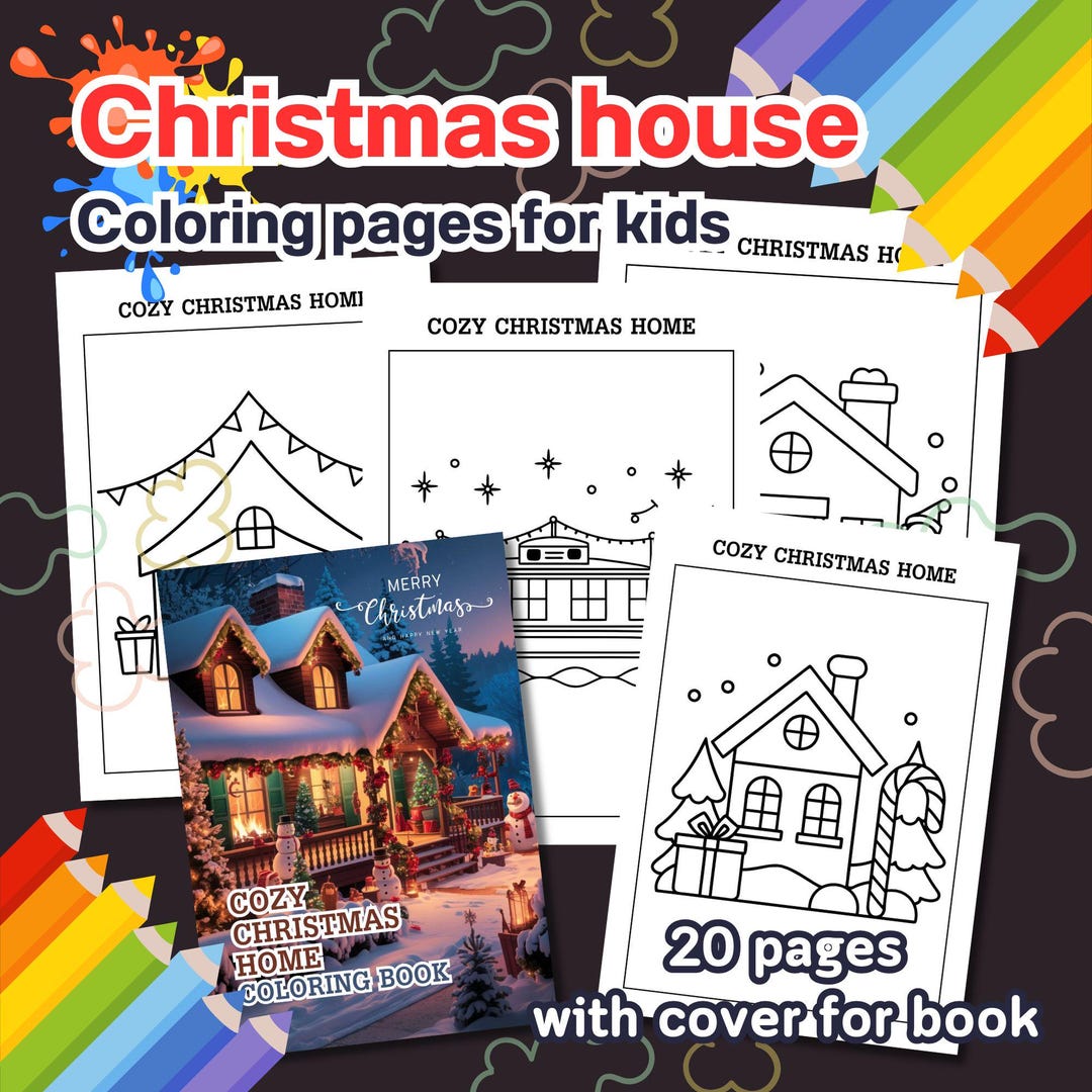 Cozy Christmas Coloring Pages for Kids, Toddlers 3-5, Festival ...