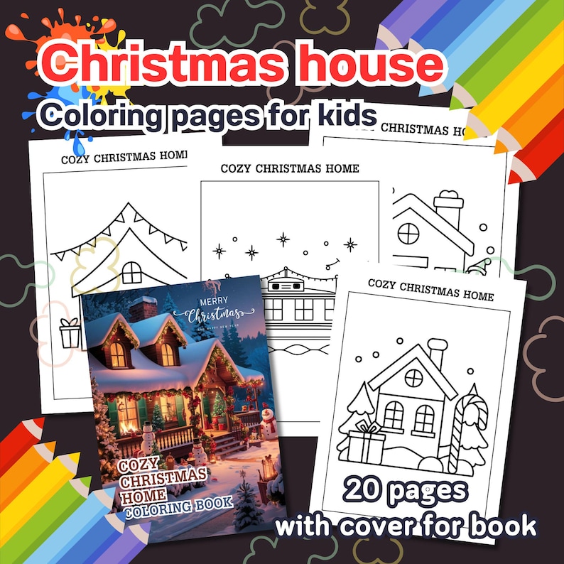 Cozy Christmas Coloring Pages for Kids, Toddlers 3-5, Festival ...