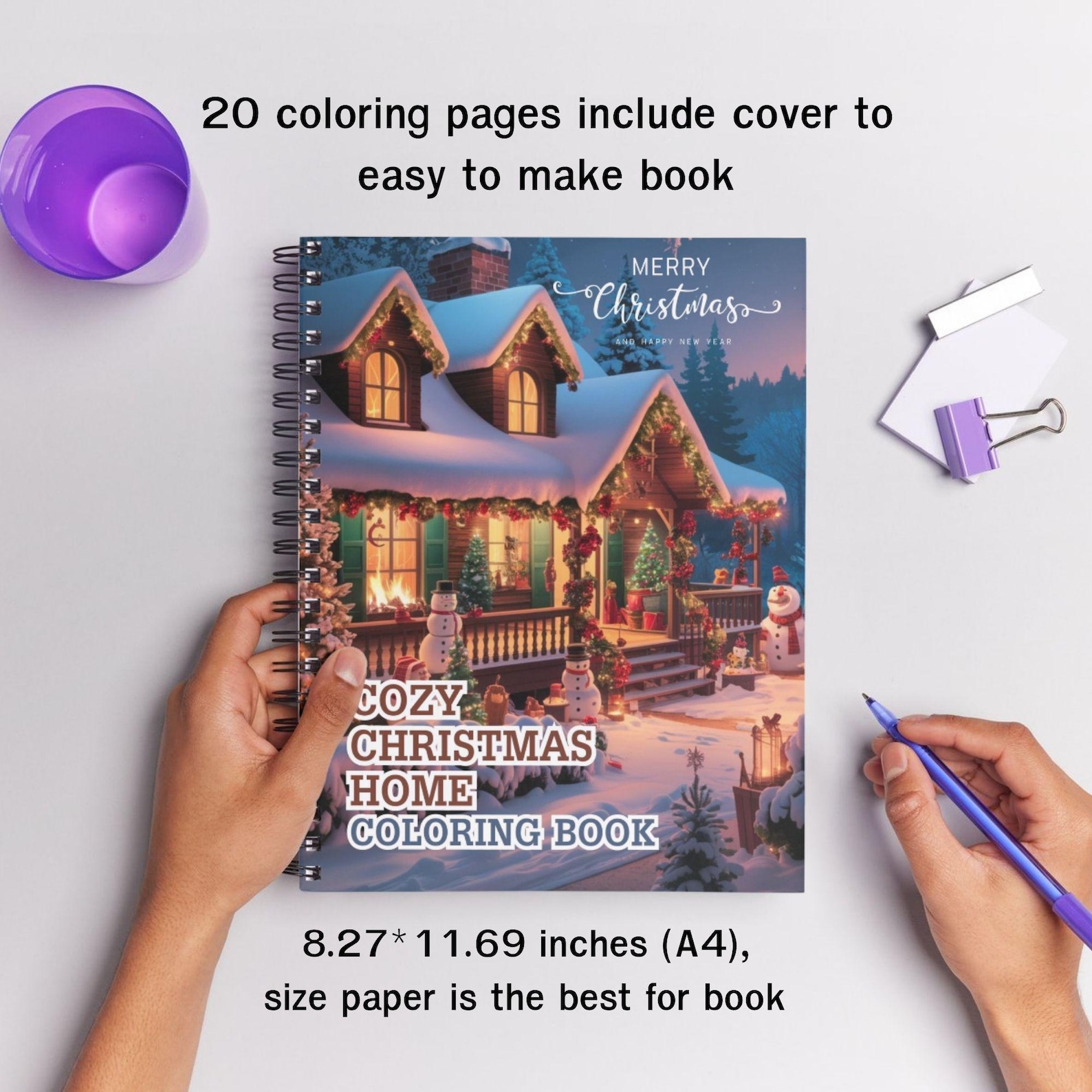 Cozy Christmas Coloring Pages for Kids, Toddlers 3-5, Festival ...