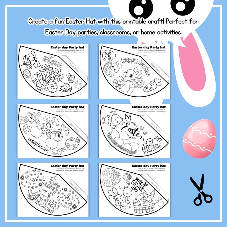 Easter Party Hat Craft for Kids, Fun Printable Coloring Template for ...