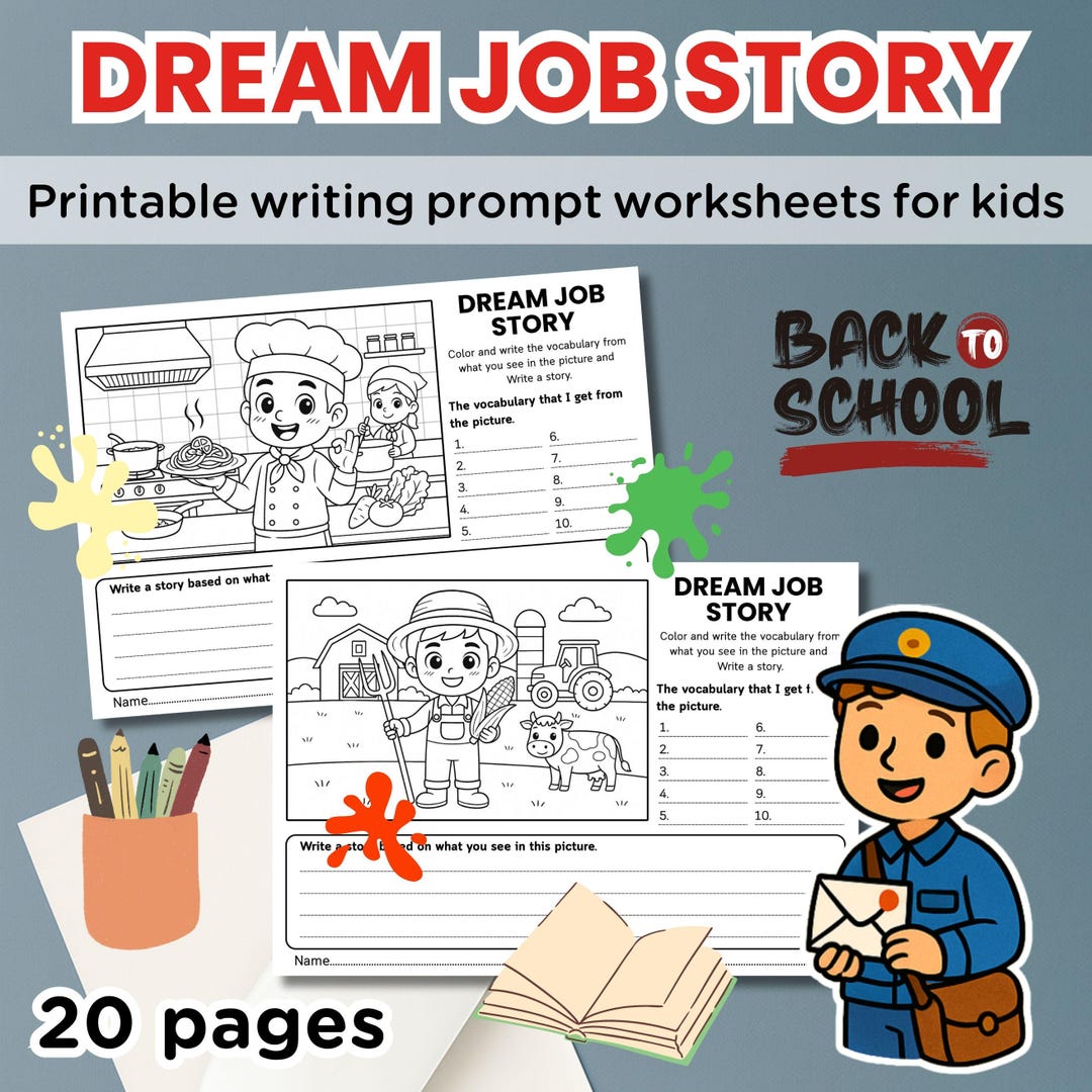 Dream Job Writing Prompts: Grades 1-6, Creative Writing Worksheets (PDF ...