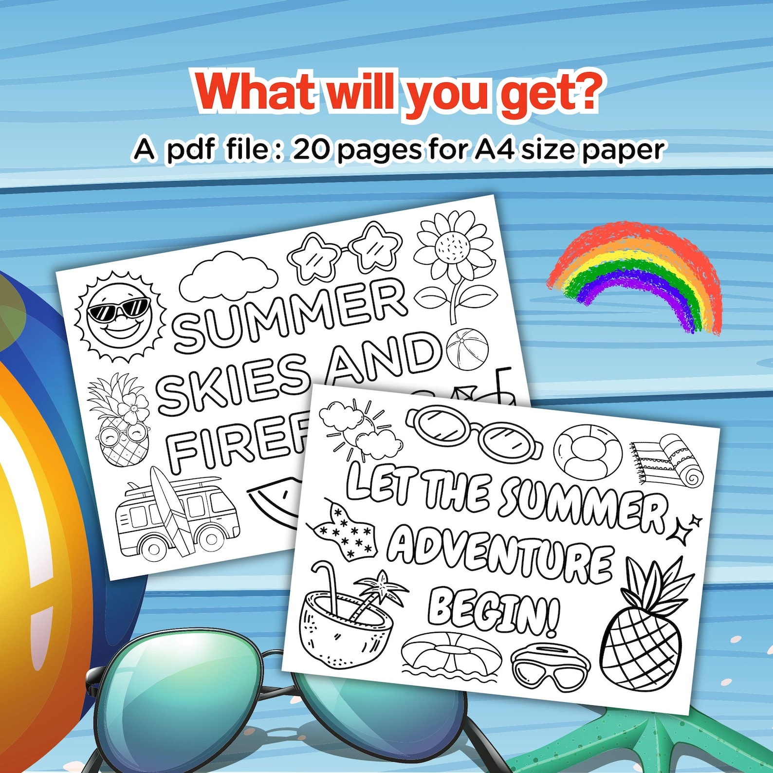 Summer Coloring Pages, Summer Activity for Kindergarten, End of Year ...
