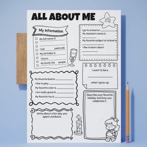All About Me Writing Worksheets for Grades 2-6, Back to School Activity ...