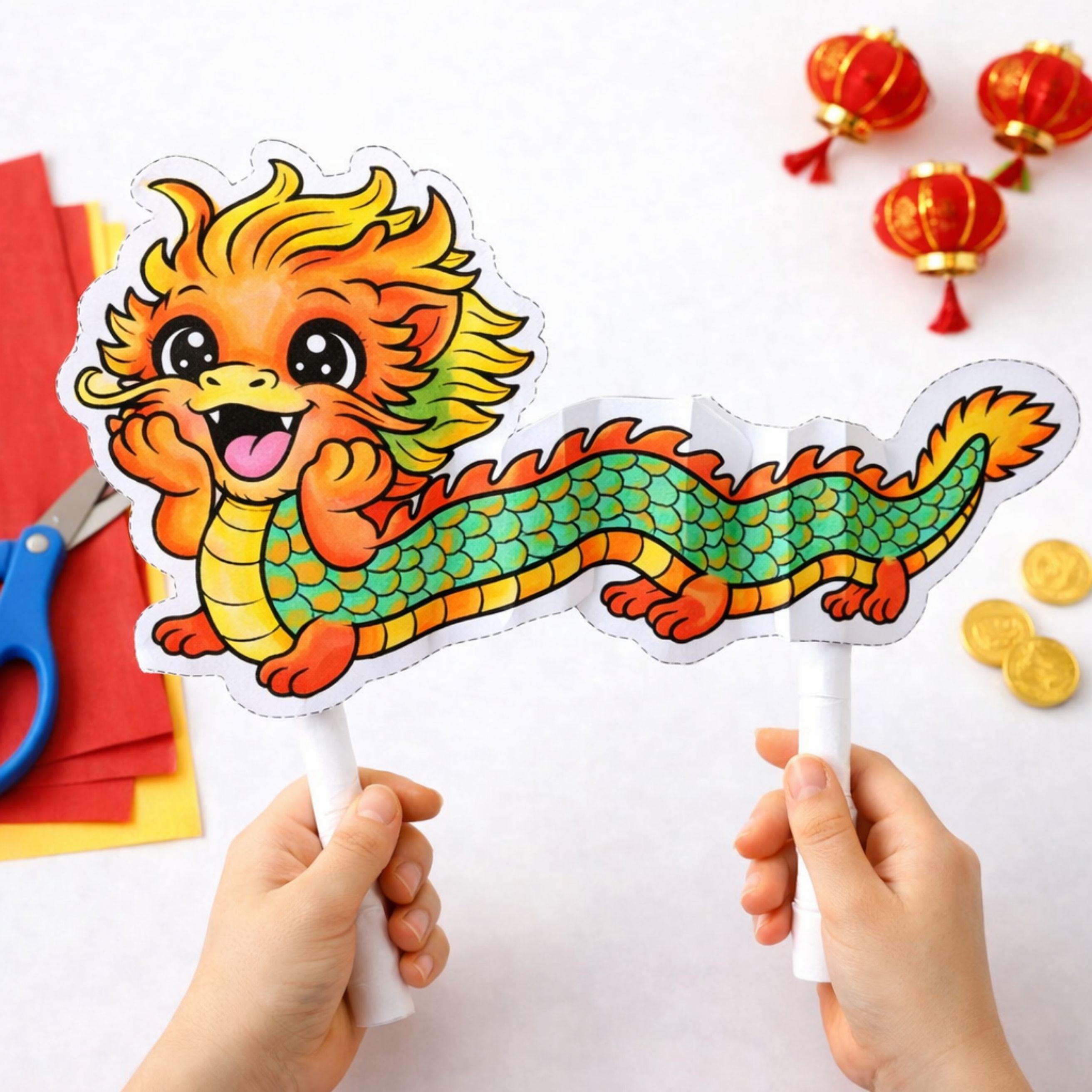 Chinese Lunar New Year Dragon Stick Puppet Craft for Kids | DIY ...