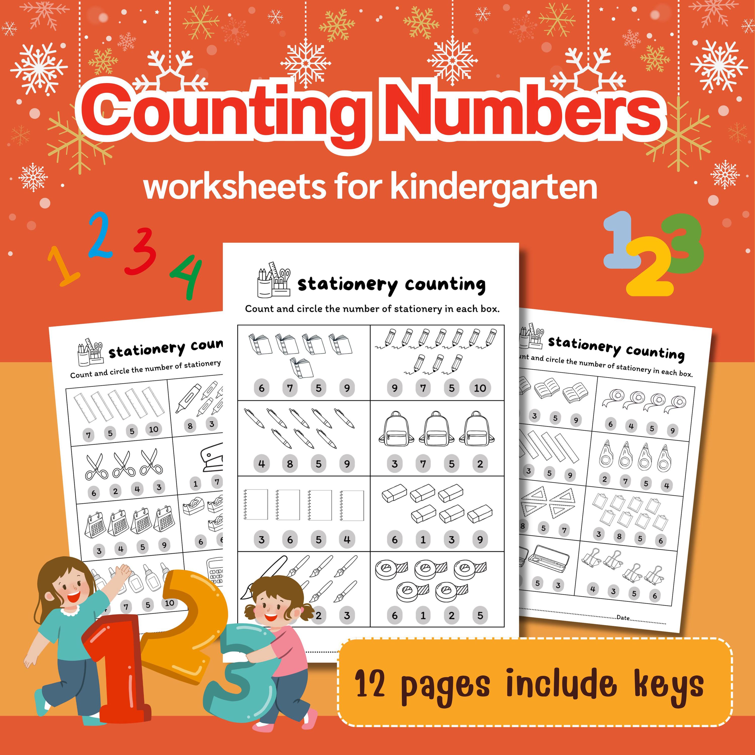 Fun Stationary Counting Worksheets for Early Education, First Learning ...