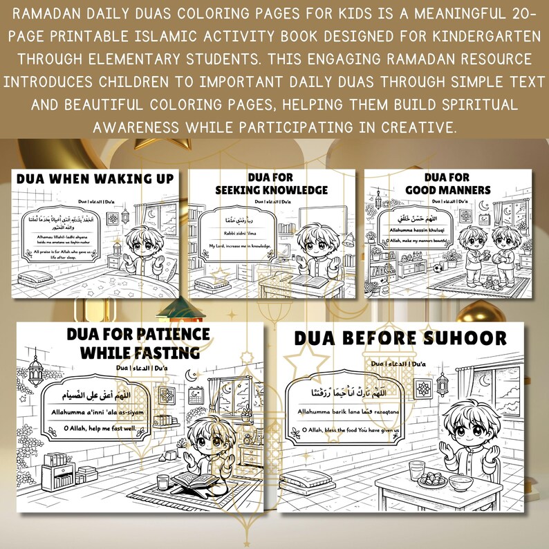 Ramadan Daily Dua Coloring Pages, Islamic Dua Activity, Arabic Language ...