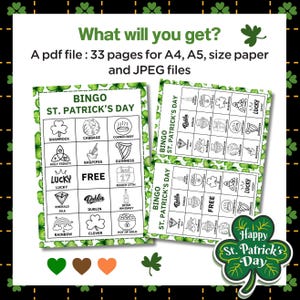 St.patrick's Day Bingo Cards, Printable Bingo Game, Board Game, Fun ...