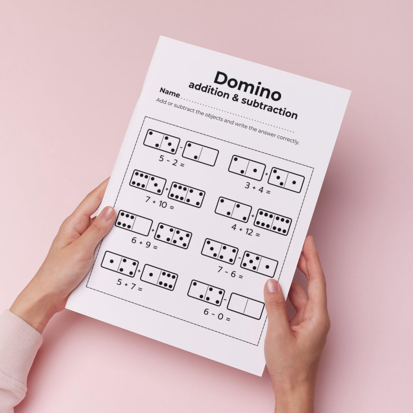 Domino Addition and Subtraction Worksheets for Kindergarten to 1st ...