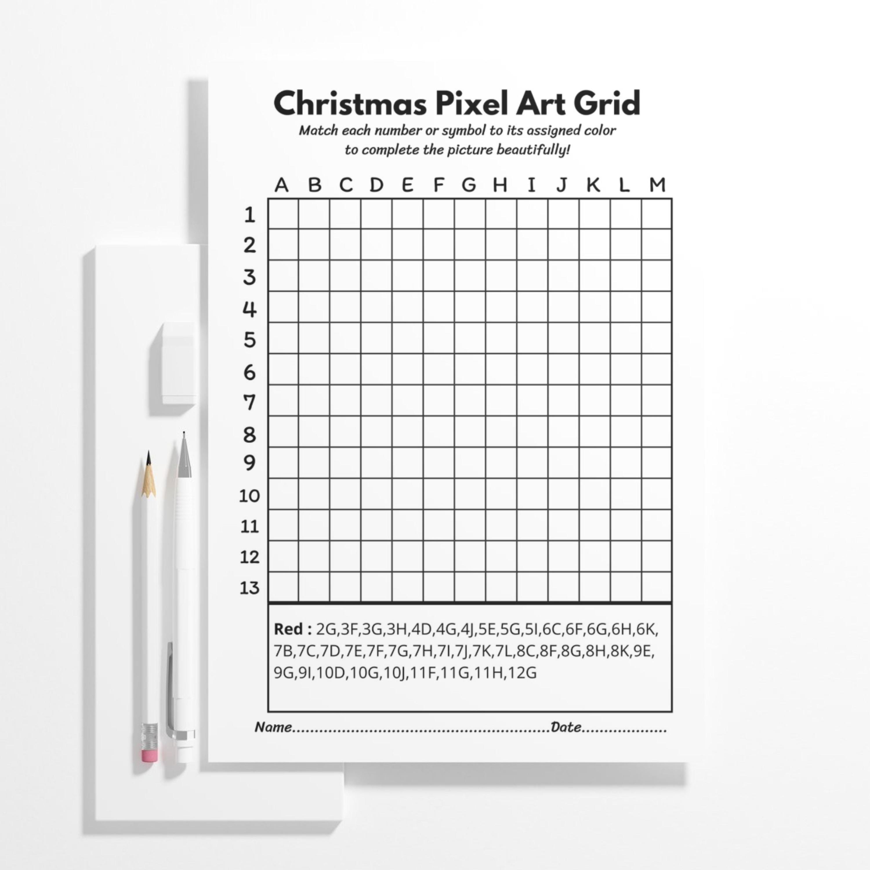 Christmas Pixel Art Grid for Kid, Christmas Grid, Art Printable, Kids ...