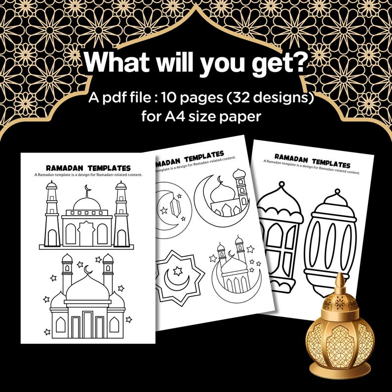 Ramadan Template for Craft, Lantern Template, Coloring Craft, Printable ...