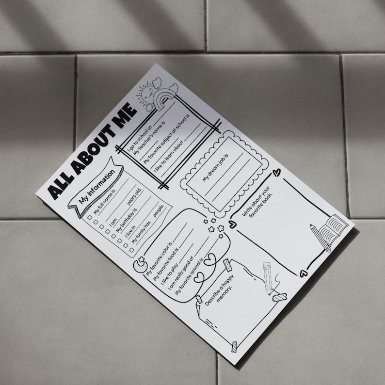 All About Me Writing Worksheets for Grades 2-6, Back to School Activity ...