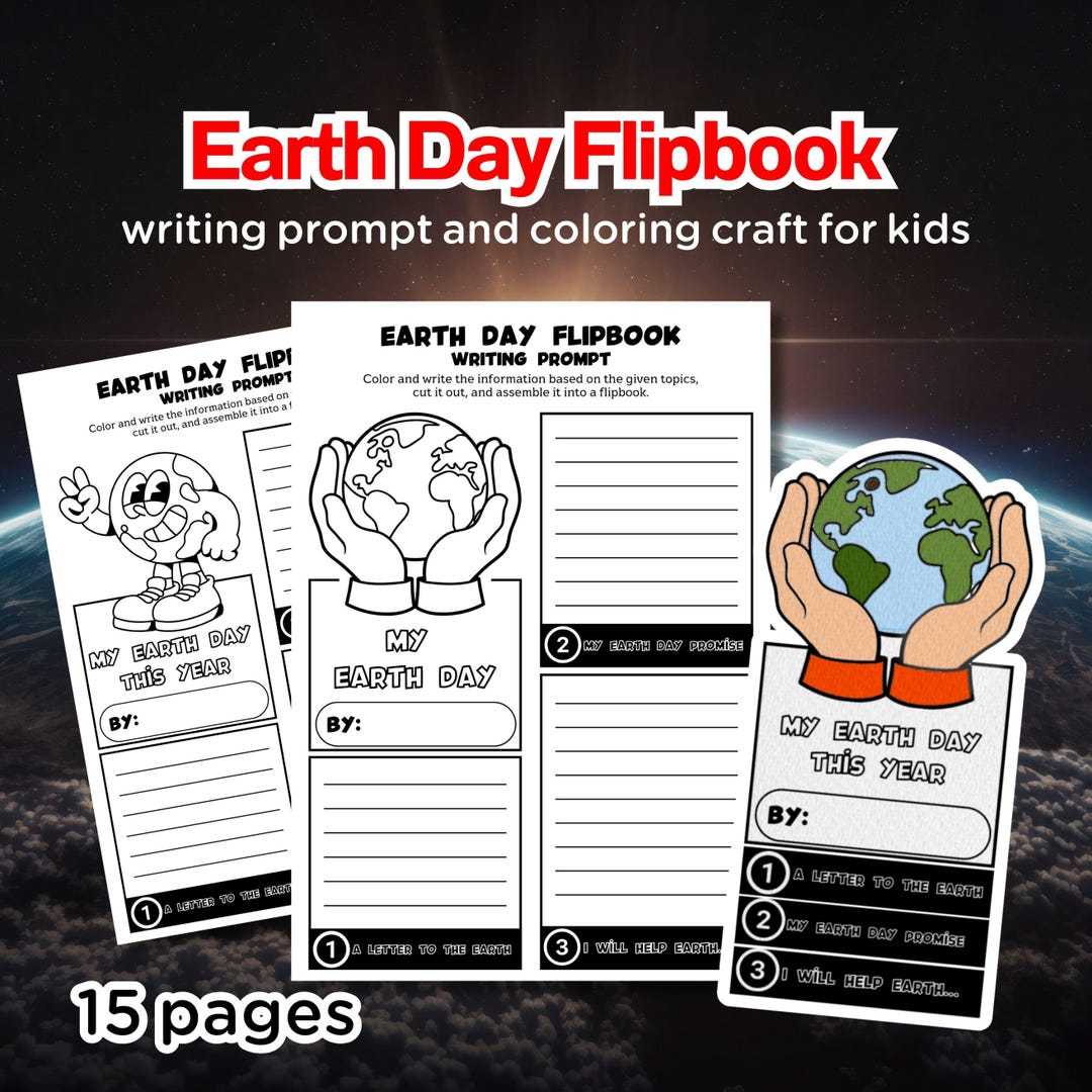 Earth Day Flipbook Craft, Fun Writing Prompts for 2nd-5th Grade, Earth ...