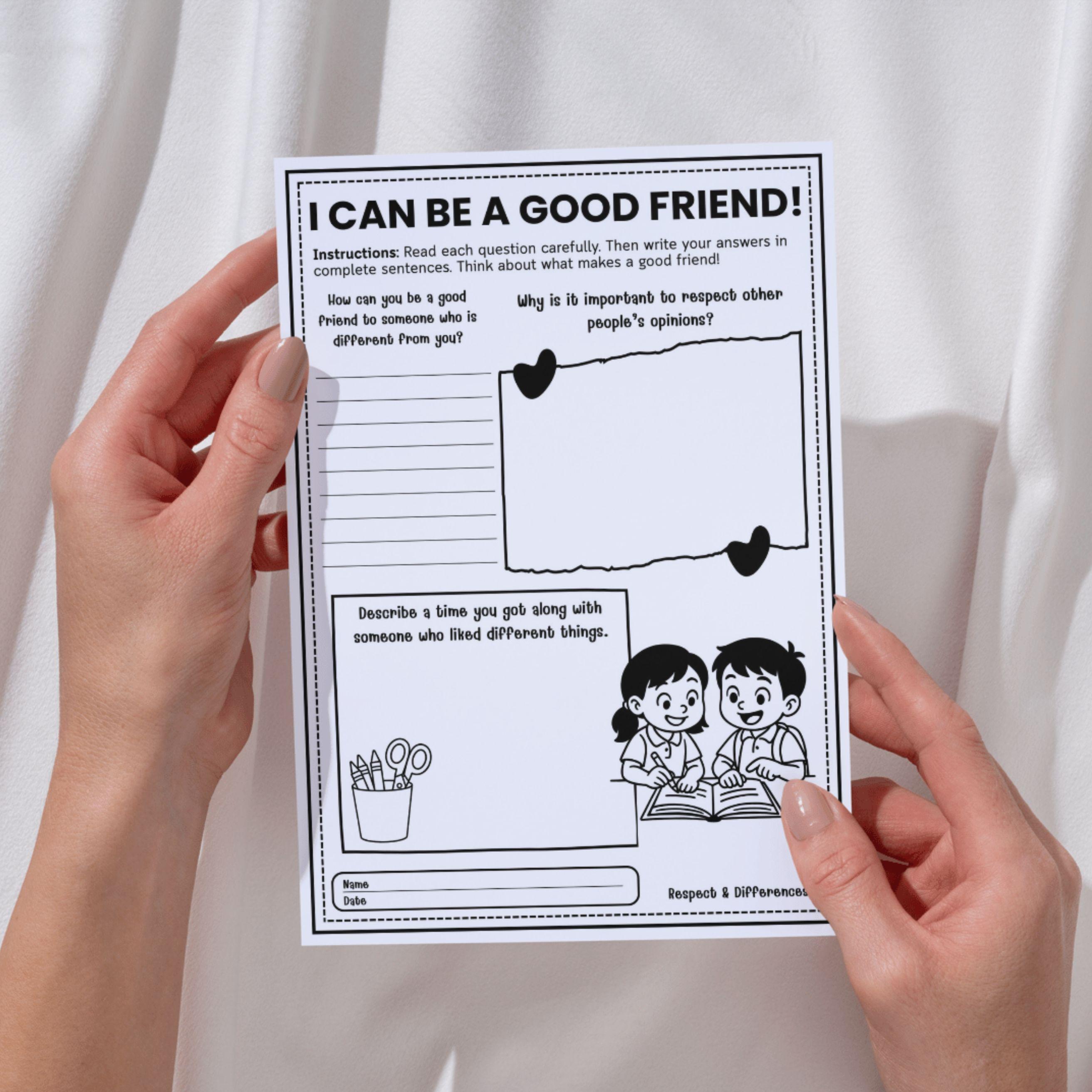 Friendship Writing Prompts: SEL Activity, Grades 2-5 (PDF File) - Etsy