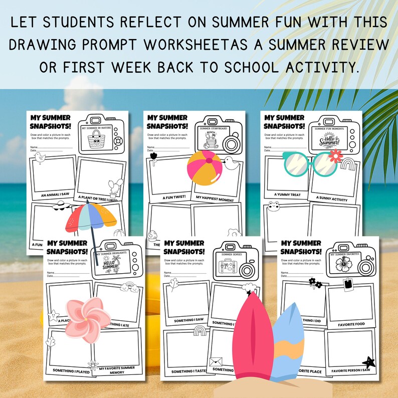 Summer Snapshot Drawing Prompt Worksheet: Grades 1-3 (PDF Download - Etsy