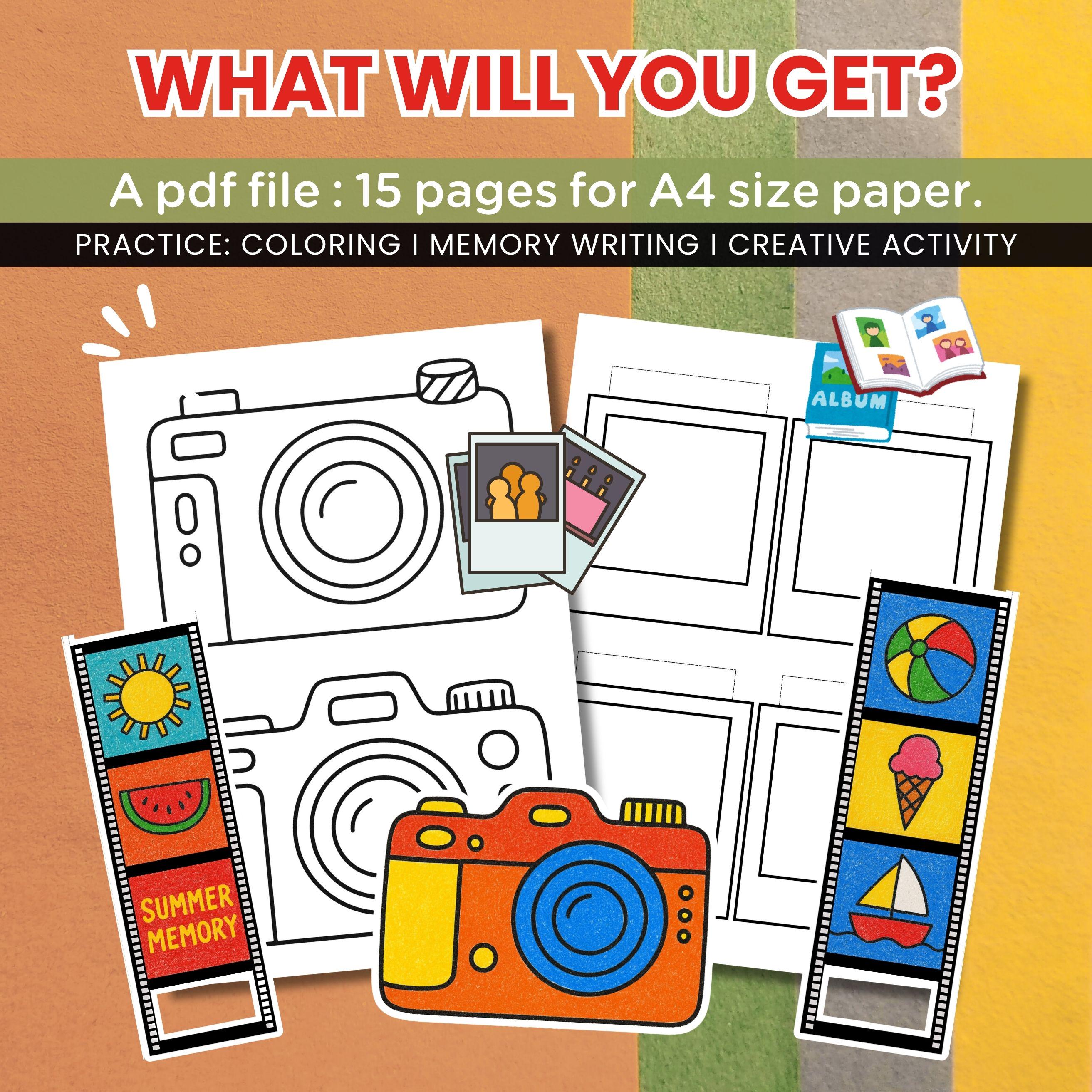 Camera Craft Templates: Kids' Coloring Pages for Summer Memory (PDF ...