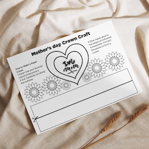 Mother’s Day Crown Craft, Printable Coloring Template for Kids, Mother ...