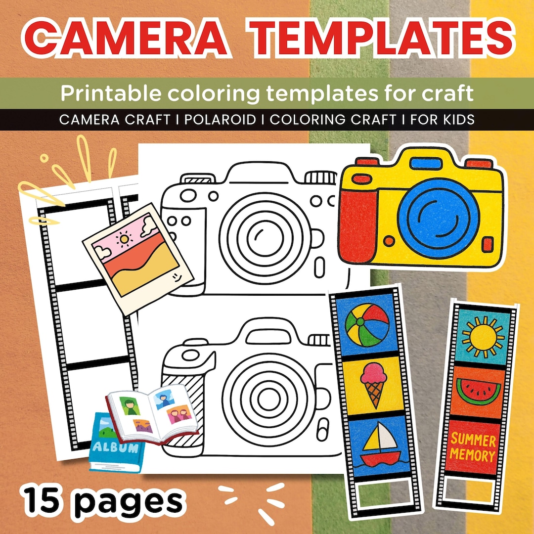 Camera Craft Templates: Kids' Coloring Pages for Summer Memory (PDF ...