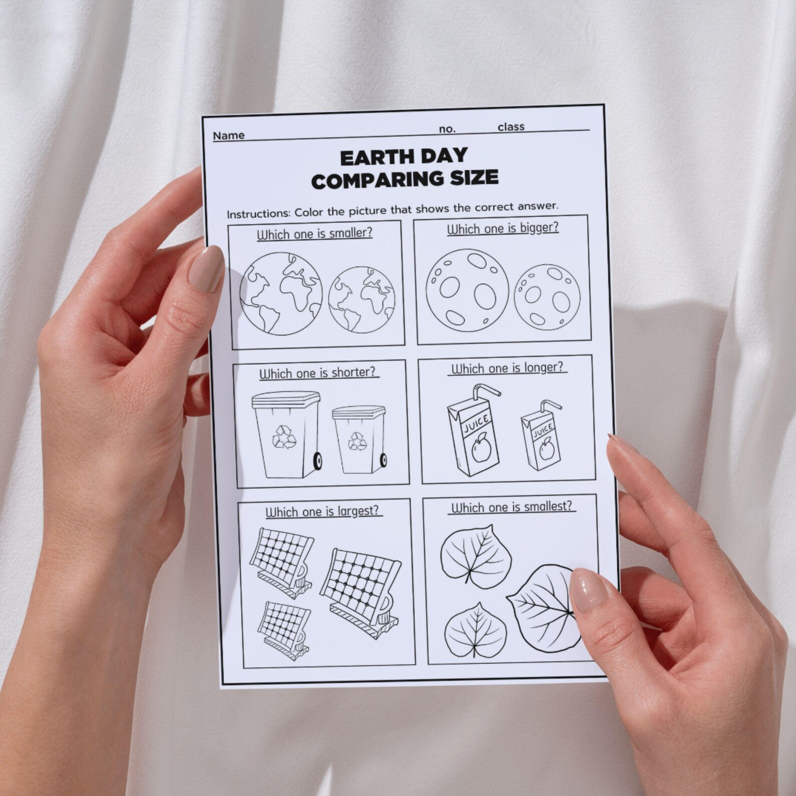 Earth Day Comparing Size Worksheet for Kindergarten, Kids Practice Big ...