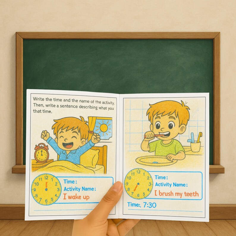 Minicuaderno de rutina diaria para niños, manualidad de escritura ...