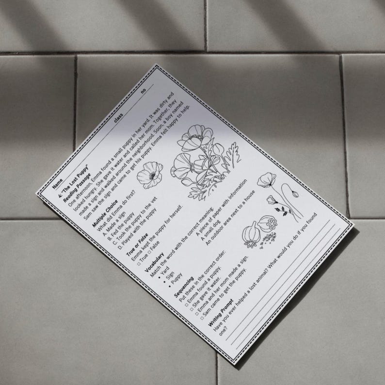 Summer Reading Comprehension Worksheet for Grades 2-6, Summer Actibity ...