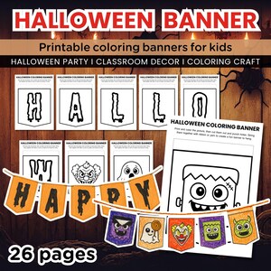 Halloween Coloring Banner for Kids: Spooky DIY Party Decor (PDF File ...