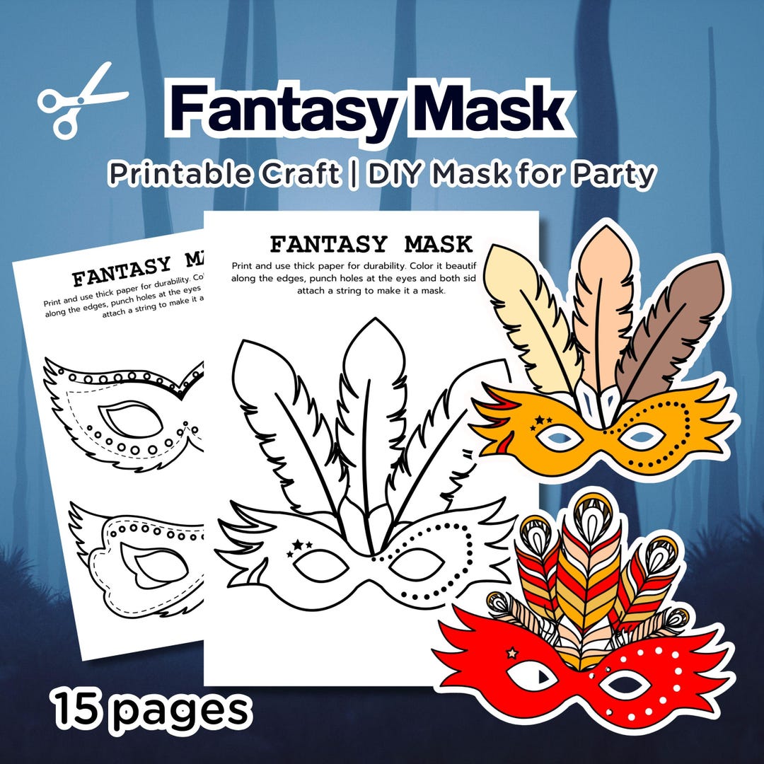 Fantasy Mask Printable Craft for Kids, DIY Costume Mask for Party ...