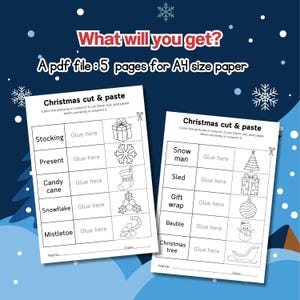 Christmas Cut and Paste Worksheets for Kids, Vocabulary Practice ...
