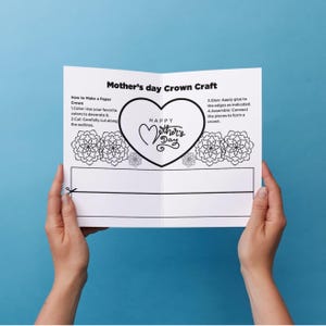 Mother’s Day Crown Craft, Printable Coloring Template for Kids, Mother ...