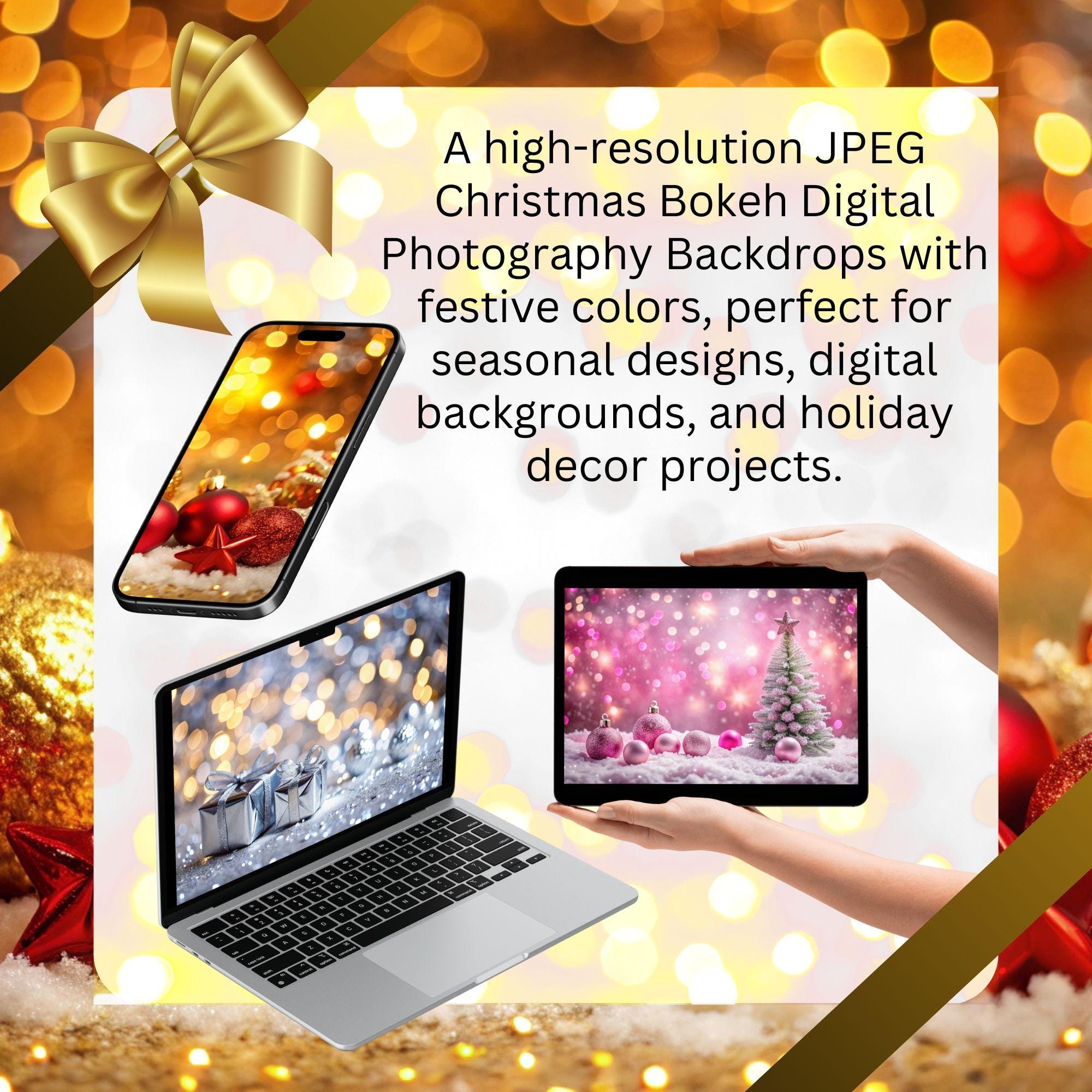 Christmas Bokeh Digital Photography Backdrops, Christmastime Digital ...