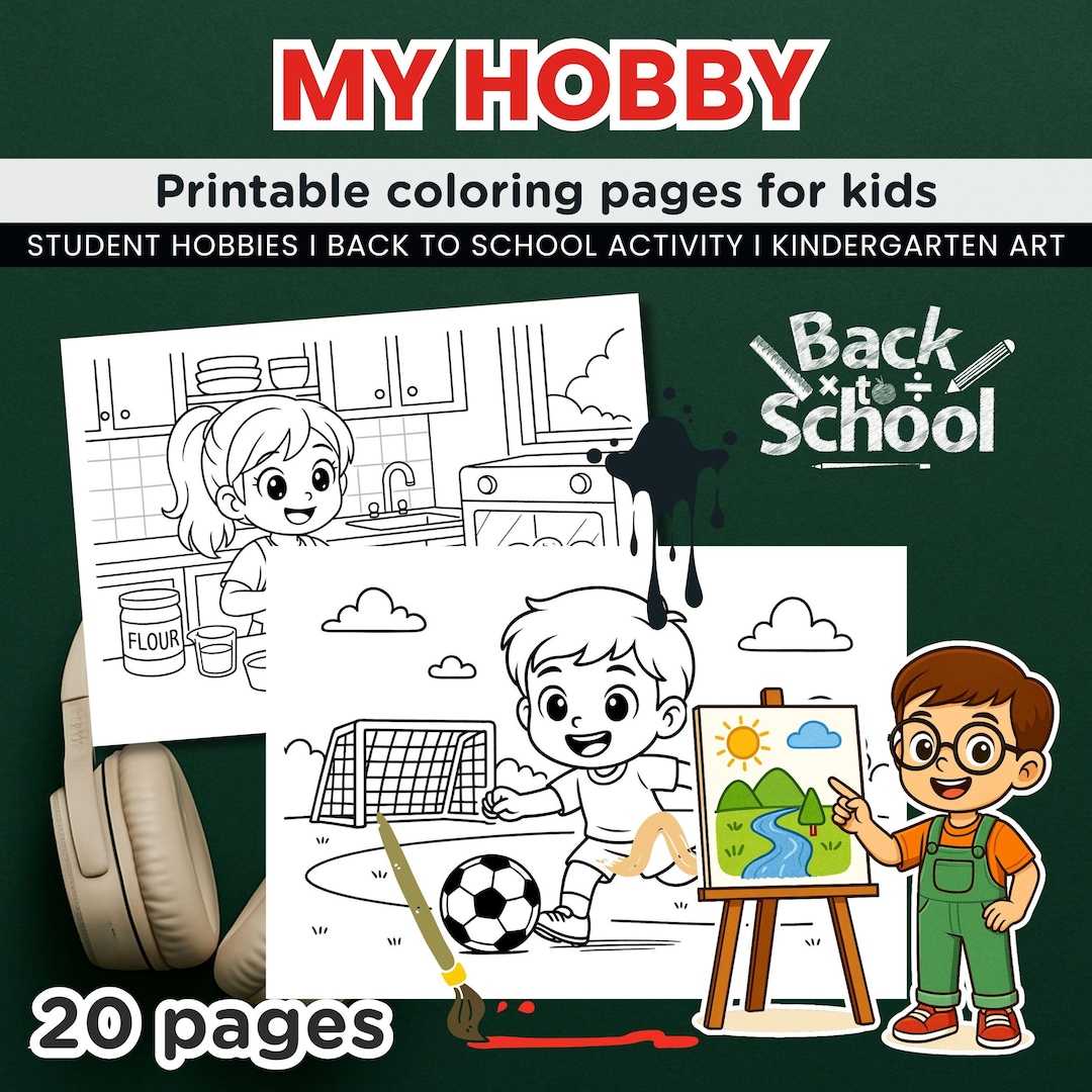 Hobby Coloring Pages for Kids: SEL Activity, Kindergarten Printable ...