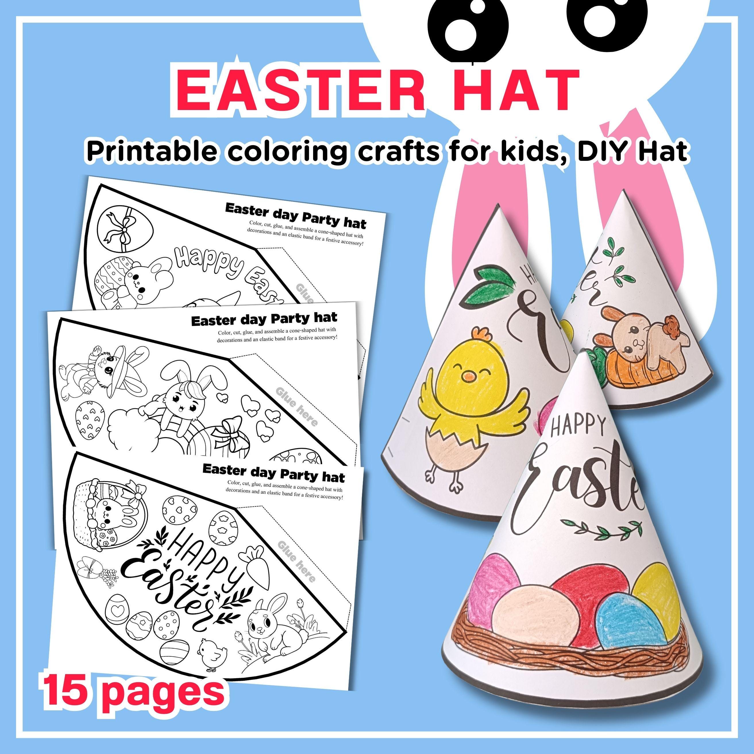 Easter Party Hat Craft for Kids, Fun Printable Coloring Template for ...