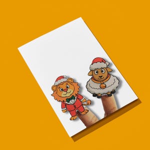 Christmas Animal Puppet Paper Craft for Kids, Christmas Animal Finger ...