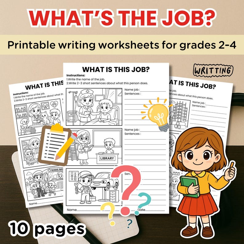 Career Exploration Writing Worksheets: Grades 1-4 (PDF Download) - Etsy