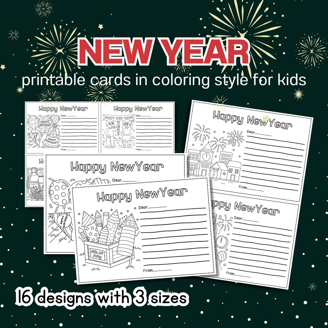 New Year Cards for Kids, Printable Cards, New Year Creative Writing ...