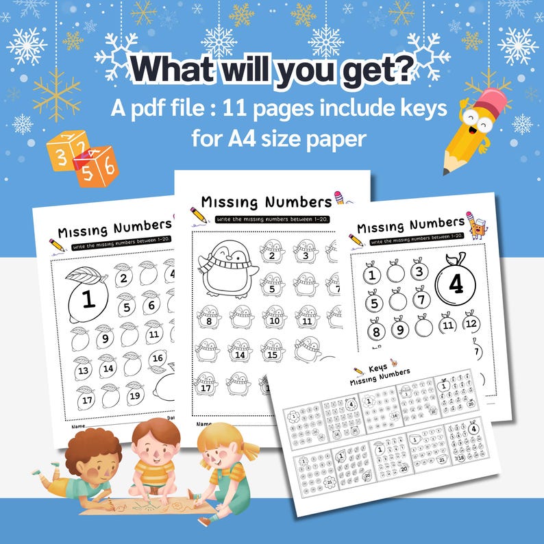 Fun Kid Worksheets : Missing Numbers for Kindergarten to 1st Grade ...