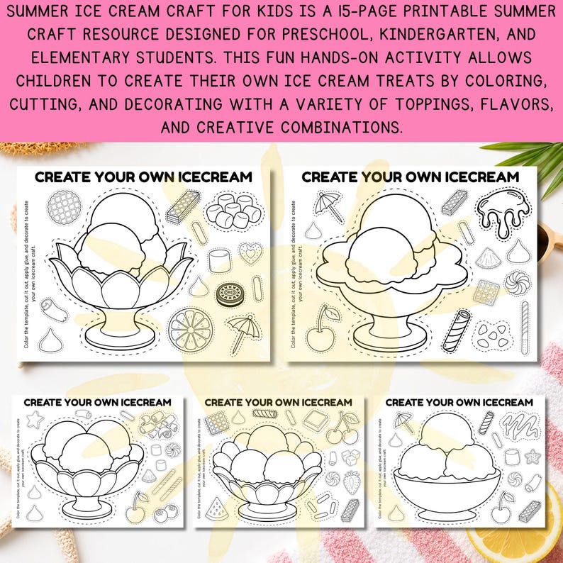 Summer Ice Cream Craft Printable | Kids Build Your Own Activity (15 ...